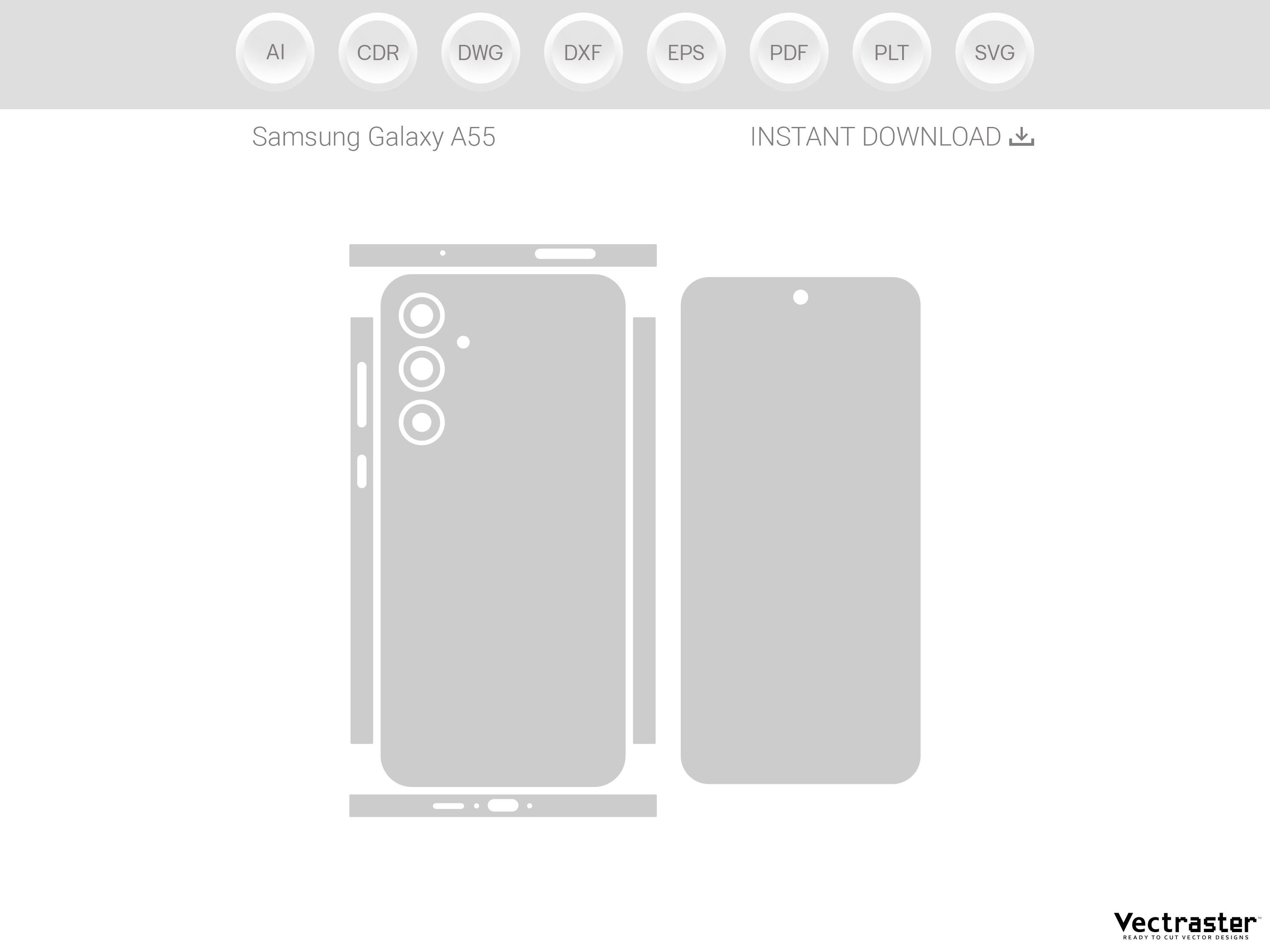 Samsung Galaxy A55 - Vector Cut File for Vinyl Wrapping & Protective ...