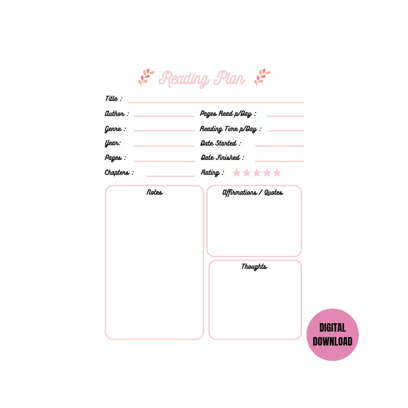 Printable Reading Plan - Etsy