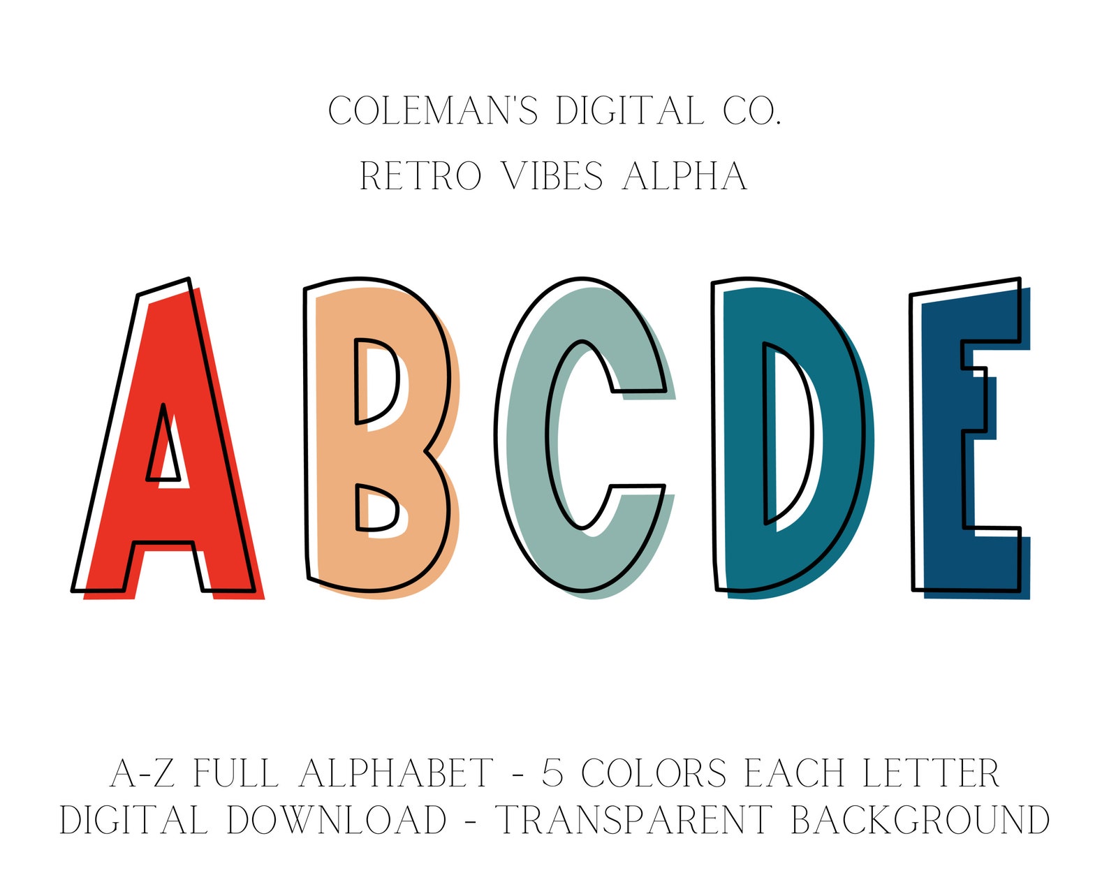Retro Vibes Alpha | Off-centered Doodle Letters PNG Bundle Doodle ...