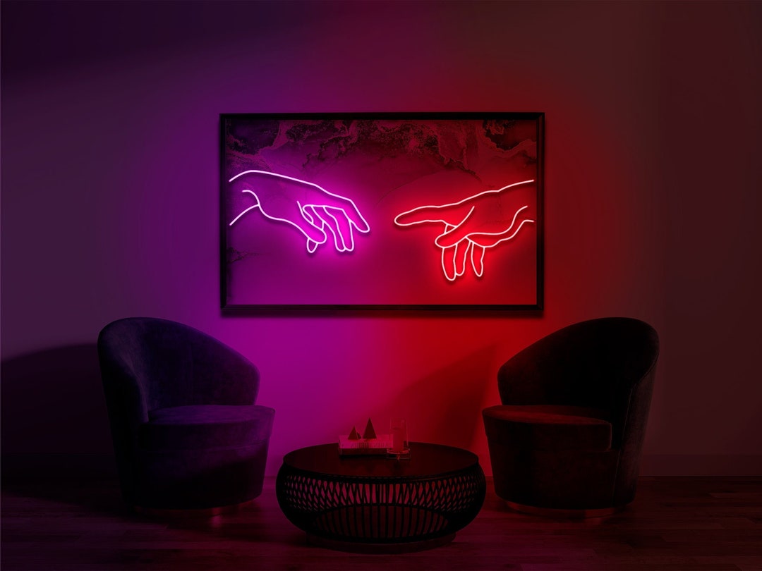 Michelangelo's Creation of Adam in Neon: A Contemporary Artwork for ...