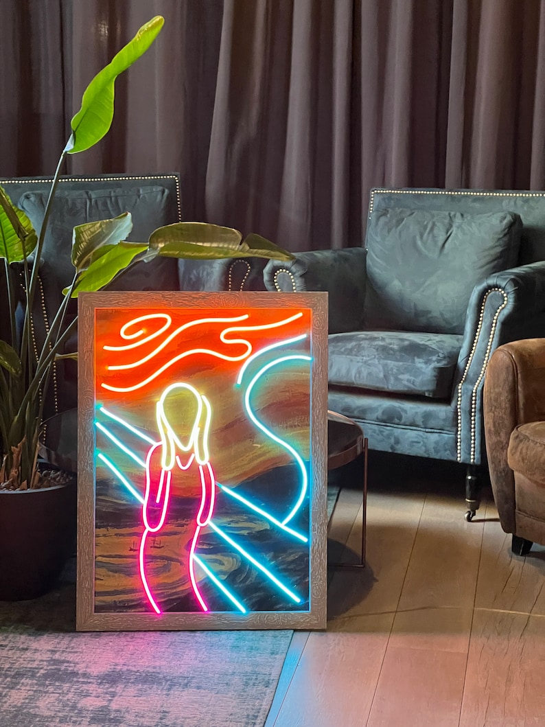 Neon Paintings L the Scream Edvard Munch | Painting | Neon Decorations ...