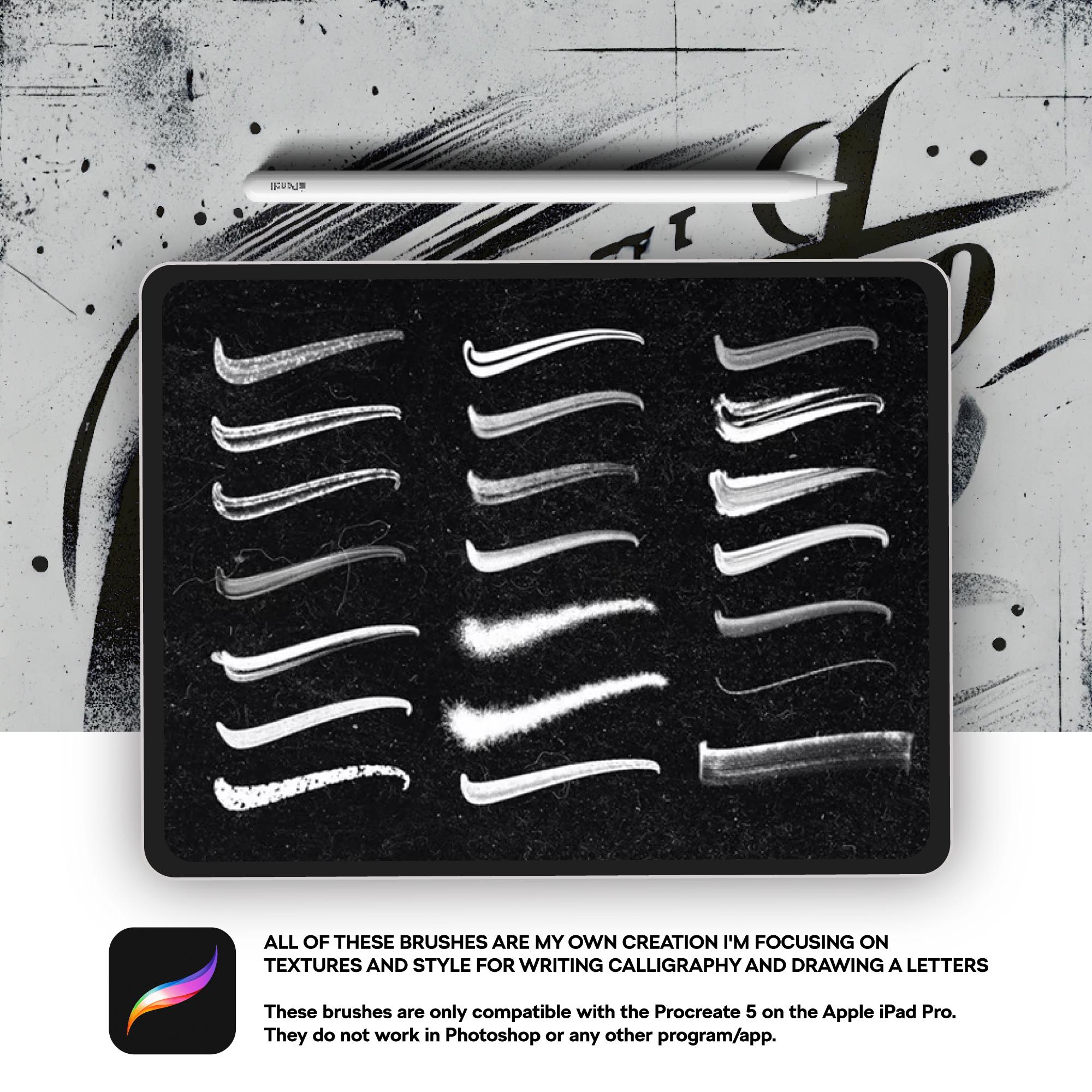 Dev Brush 6.0 for Procreate, Procreate Brushes, Brush Pack, Calligraphy Brushes, 35 Procreate 5 ...