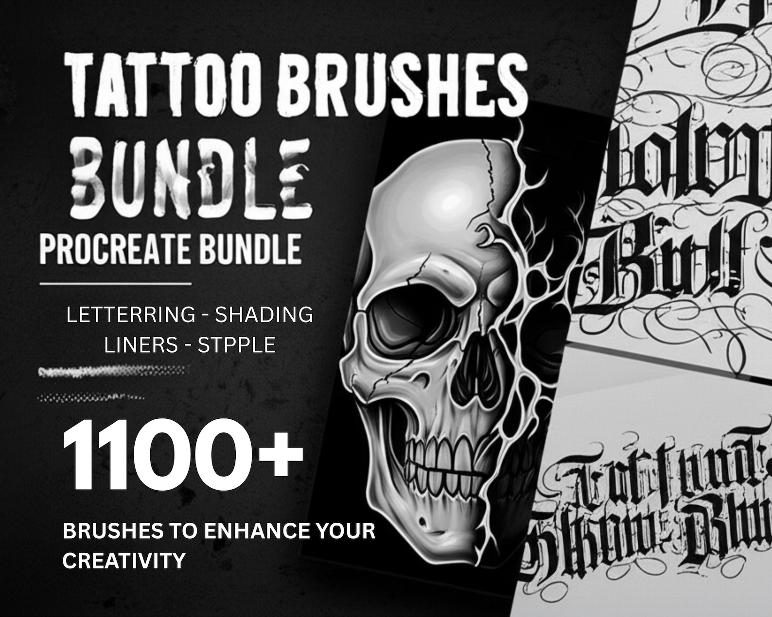 1100+ Procreate Tattoo Brushes: Old School, Skulls, Lettering, Shaders ...