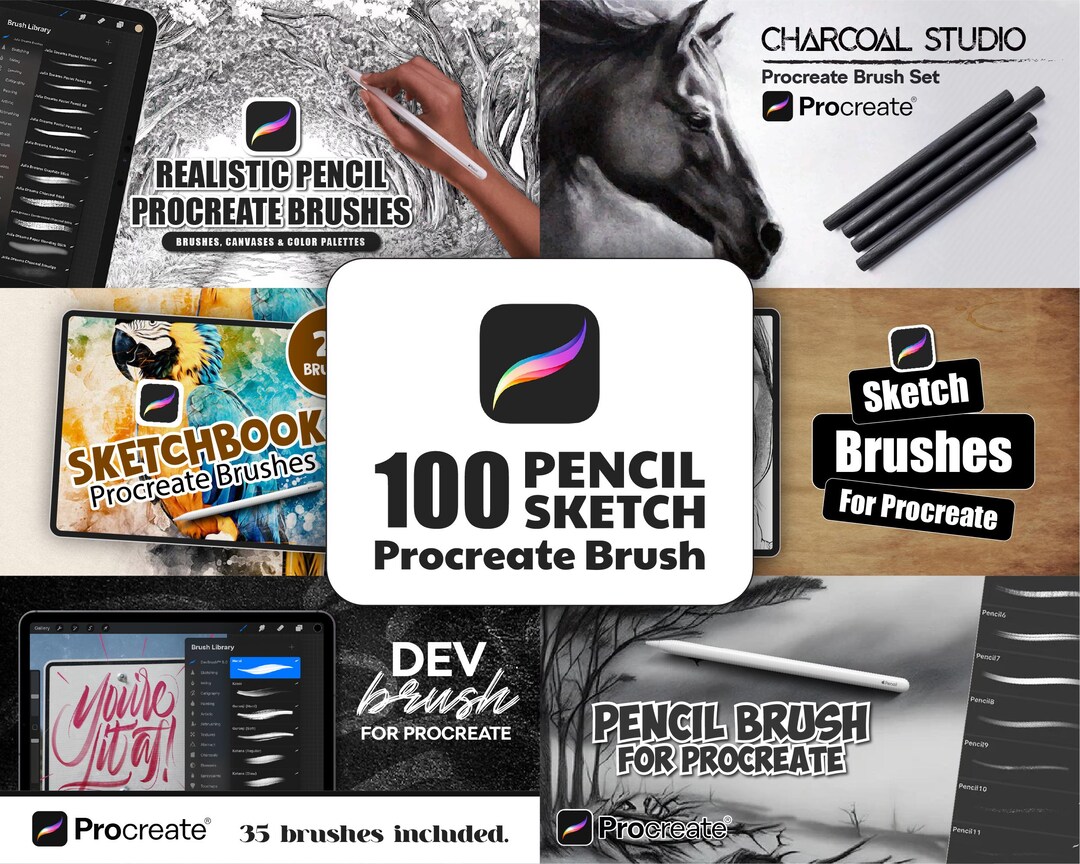 Procreate Pencil Sketch Brush Bundle: Realistic Shading Brushes ...