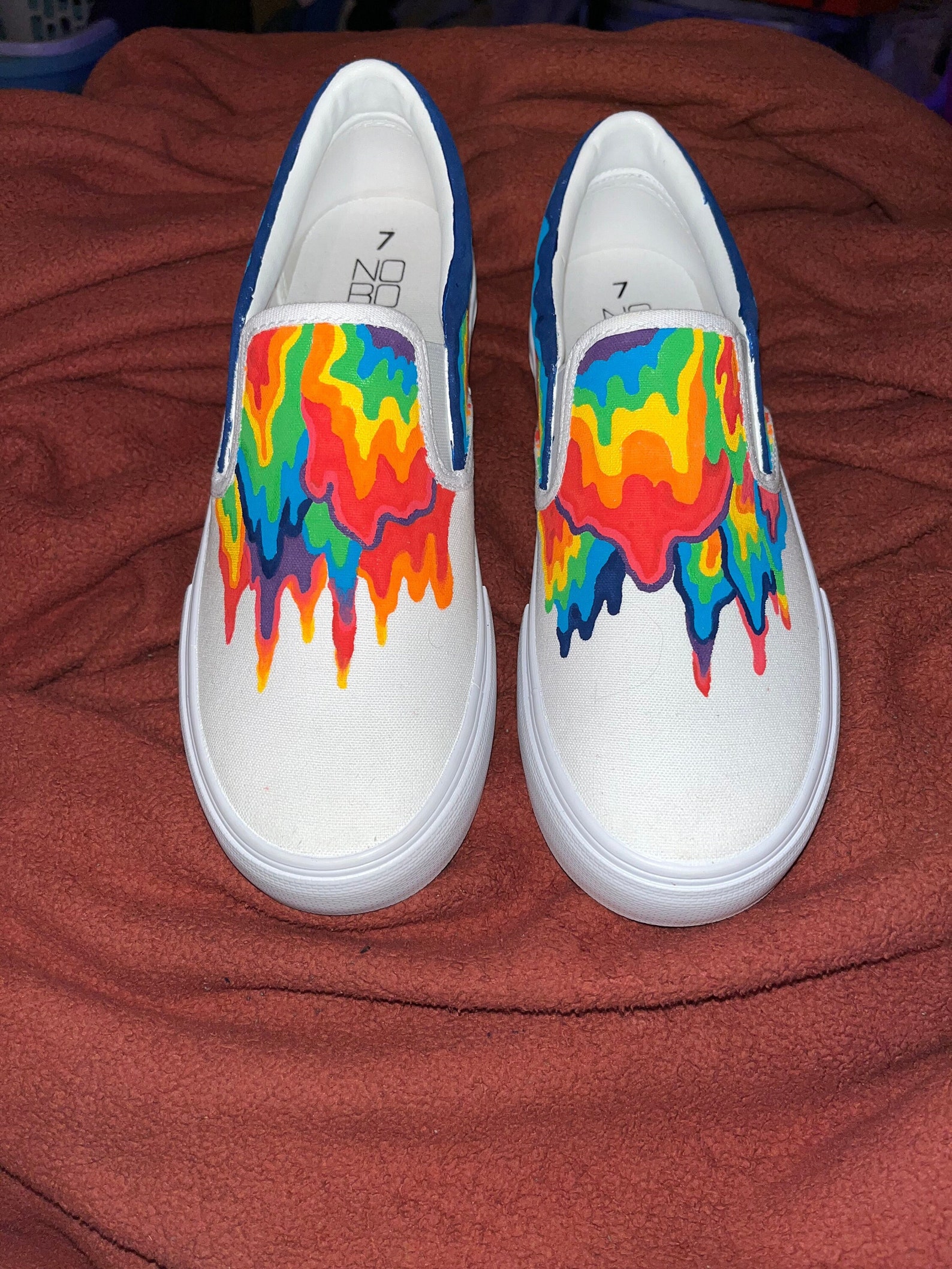 Off Brand Custom Painted Colorful Dripping Paint Slip on Shoes - Etsy