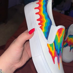 Off Brand Custom Painted Colorful Dripping Paint Slip on Shoes - Etsy