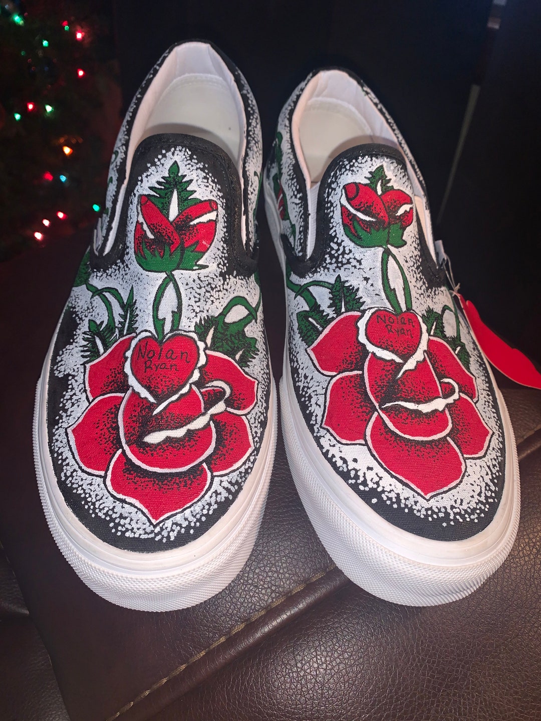 Custom Painted Rose off Brand Vans - Etsy