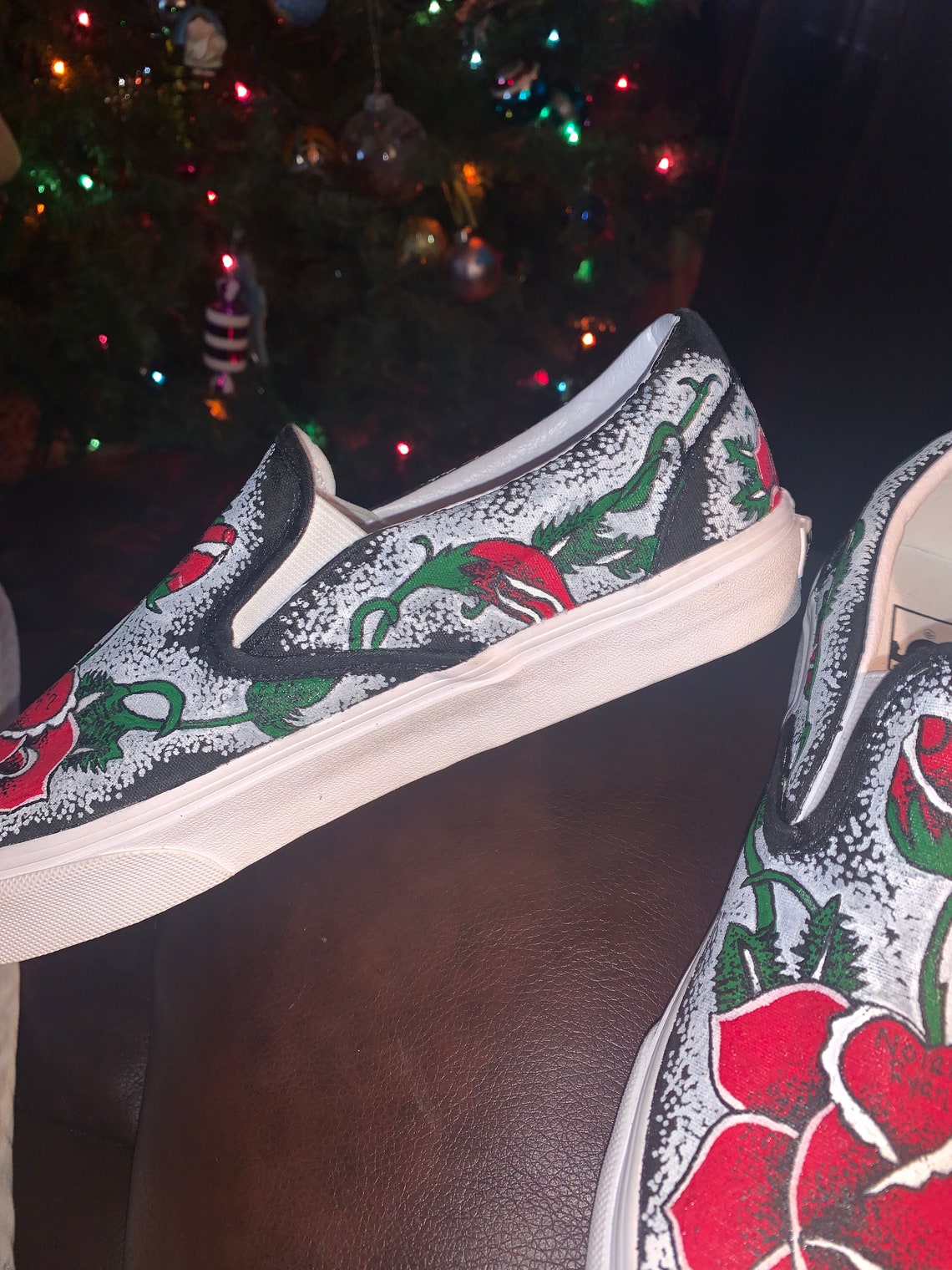 Custom Painted Rose off Brand Vans - Etsy