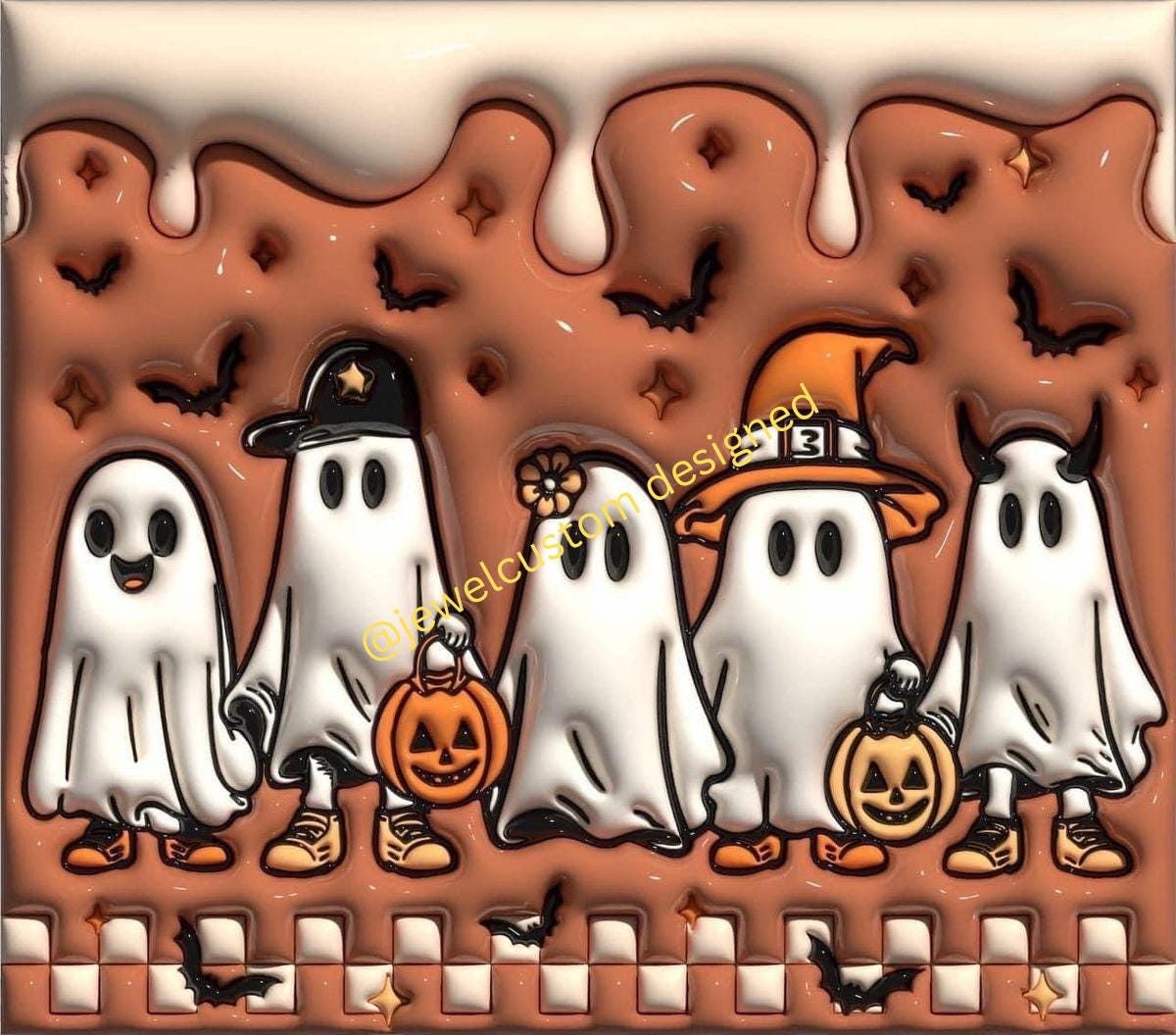 3D Brown Ghosts Halloween PNG - Etsy