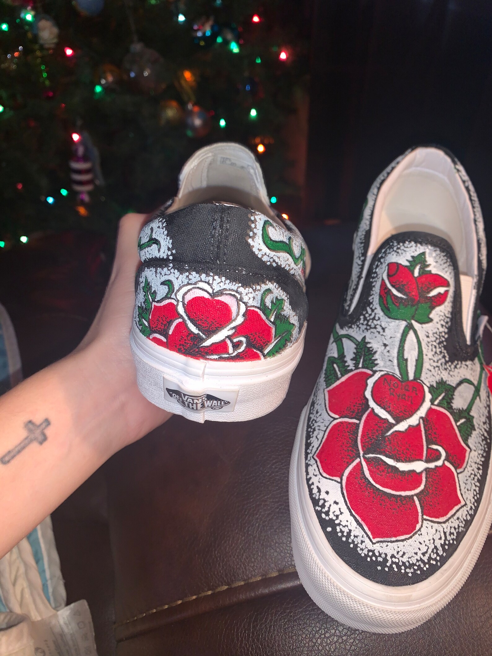 Custom Painted Rose off Brand Vans - Etsy