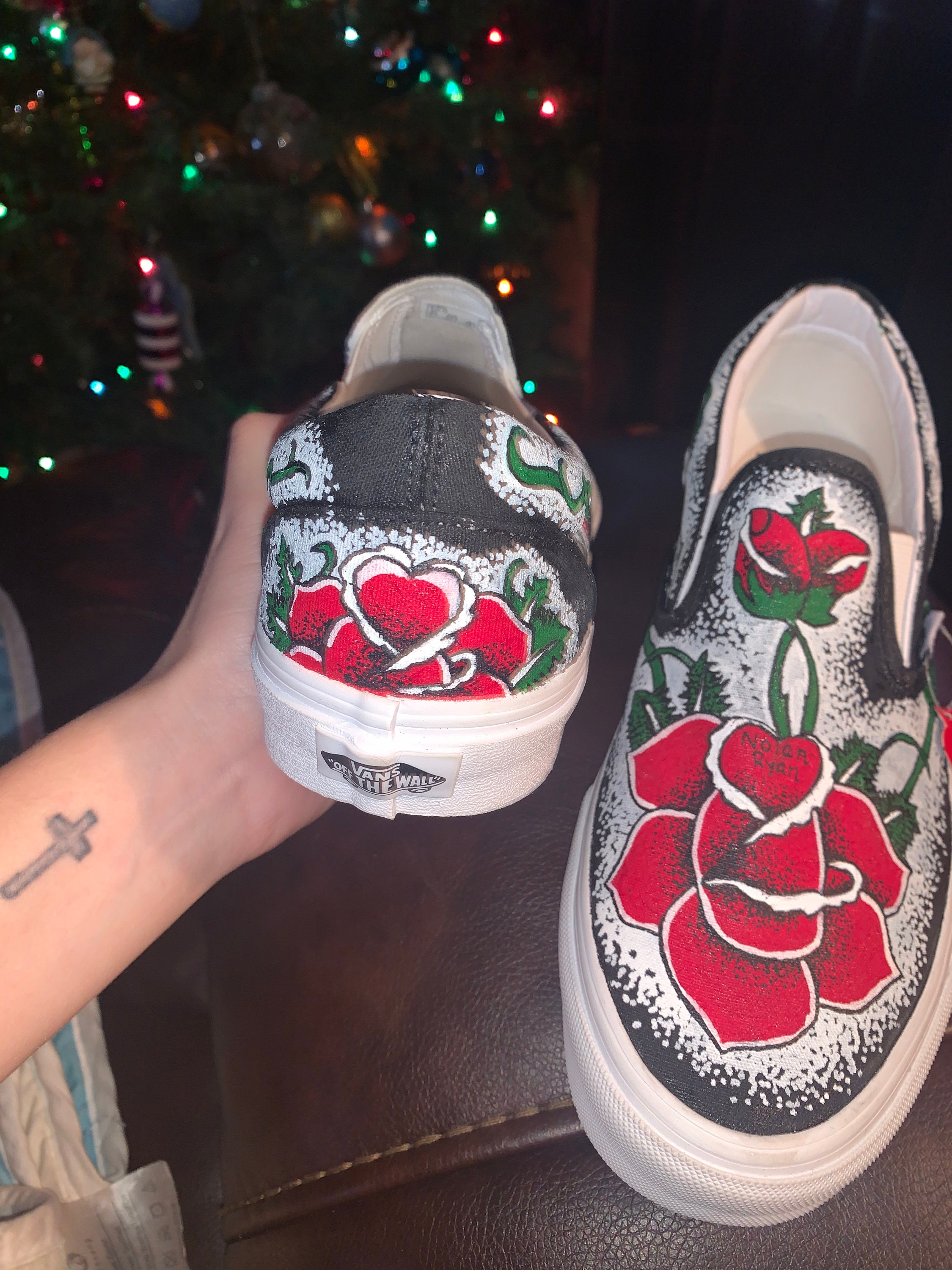 Custom Painted Rose off Brand Vans - Etsy
