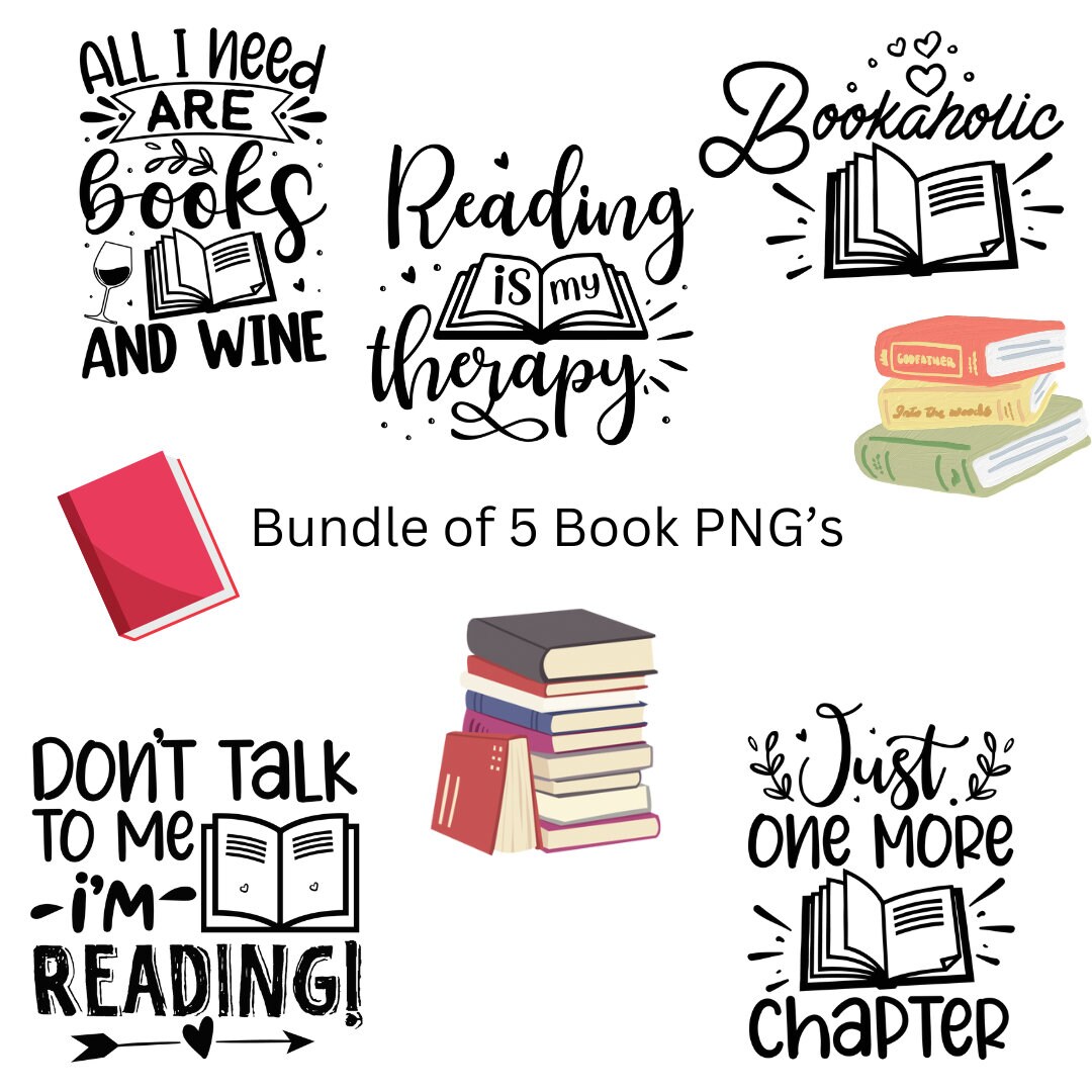 Bundle of 5 Book Png's - Etsy