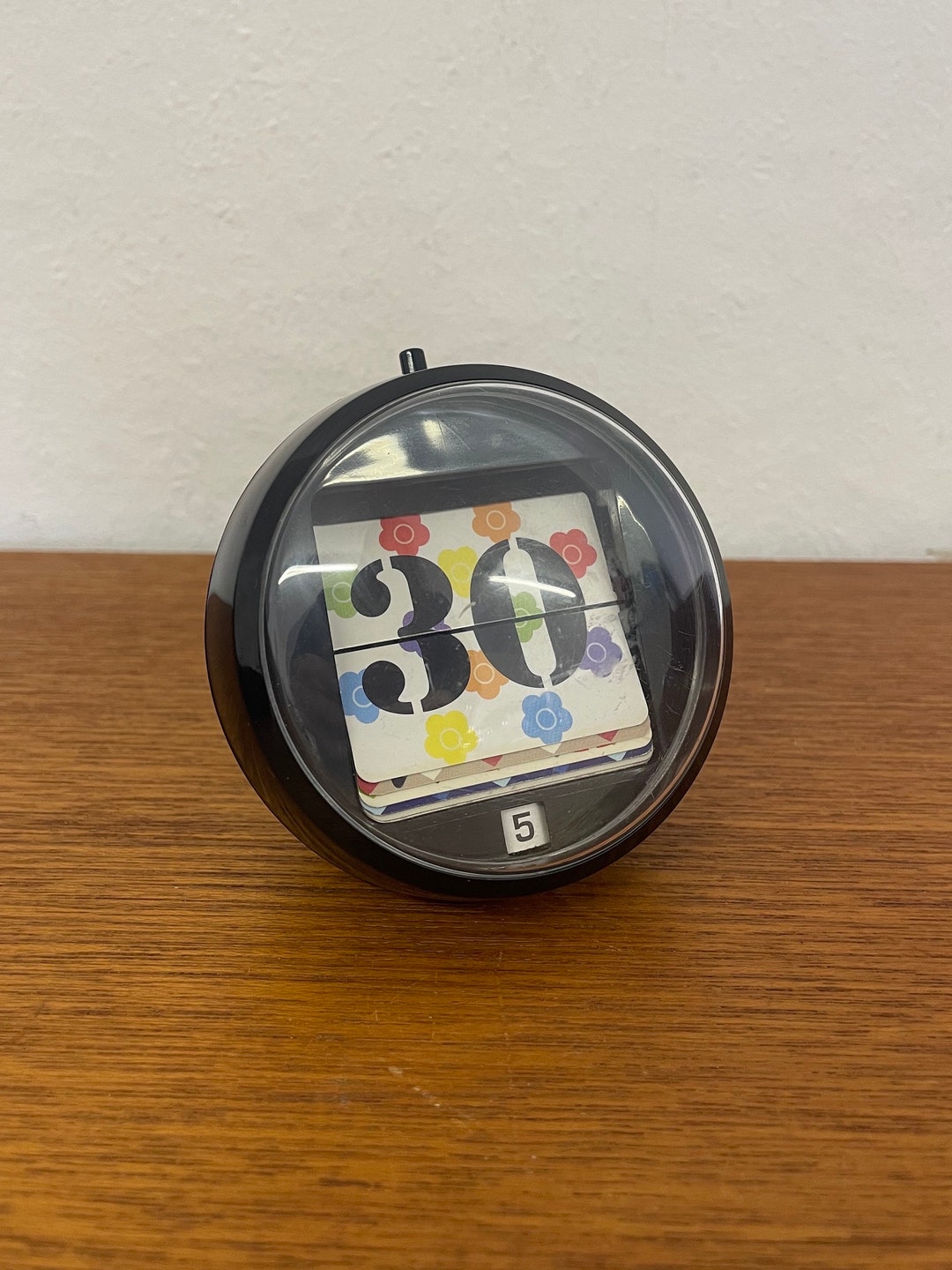 70s Perpetual Flip Calendar in Black With Colorful Panels Mid Century ...