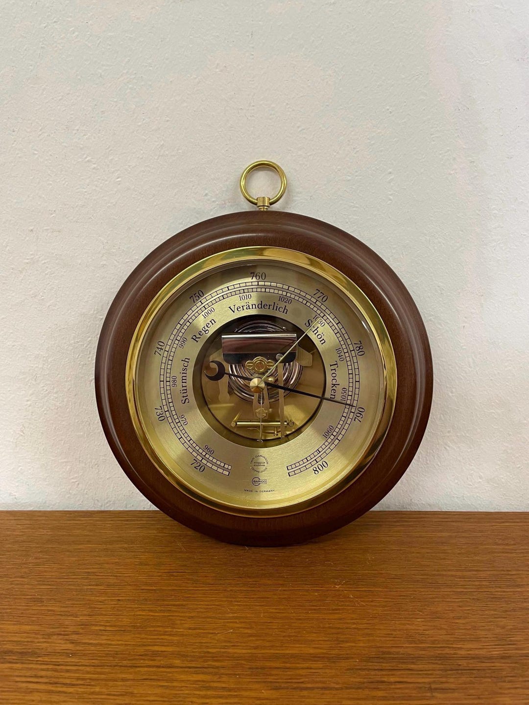 Barigo Weather Station / Barometer / Thermometer Made of Wood in Gold ...