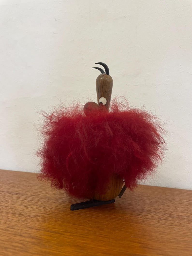 Special Mid Century Devil Figure Made of Teak Wood and With Red Fur 50s ...