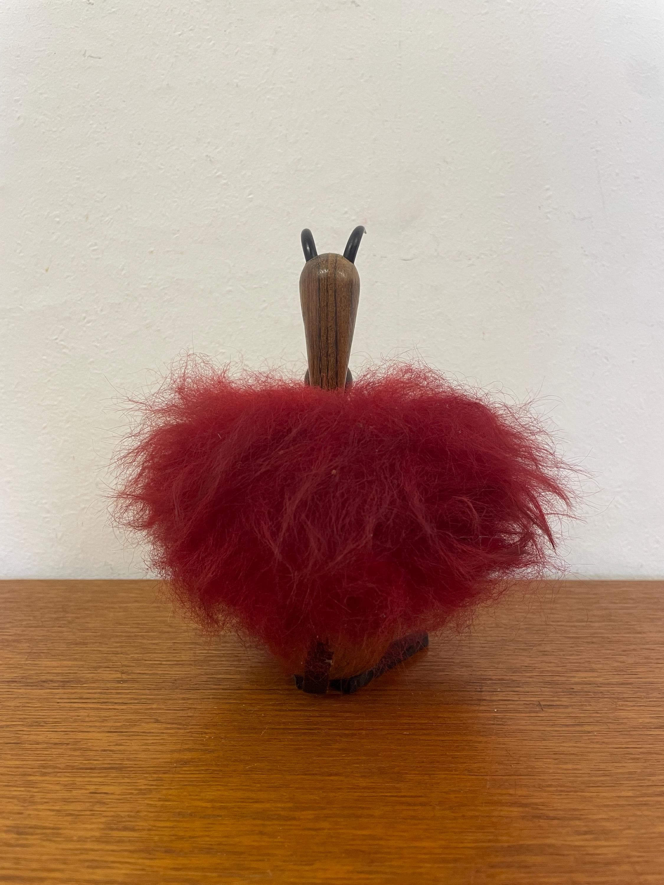 Special Mid Century Devil Figure Made of Teak Wood and With Red Fur 50s ...