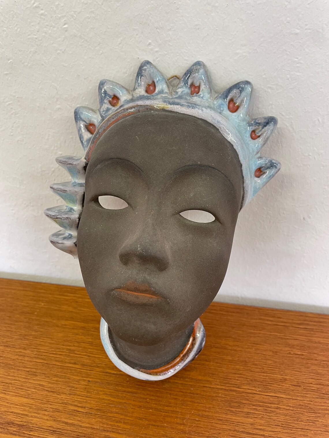 Karlsruhe Majolica Mask / Woman's Head Wall Mask Bali 3982 Mid Century ...