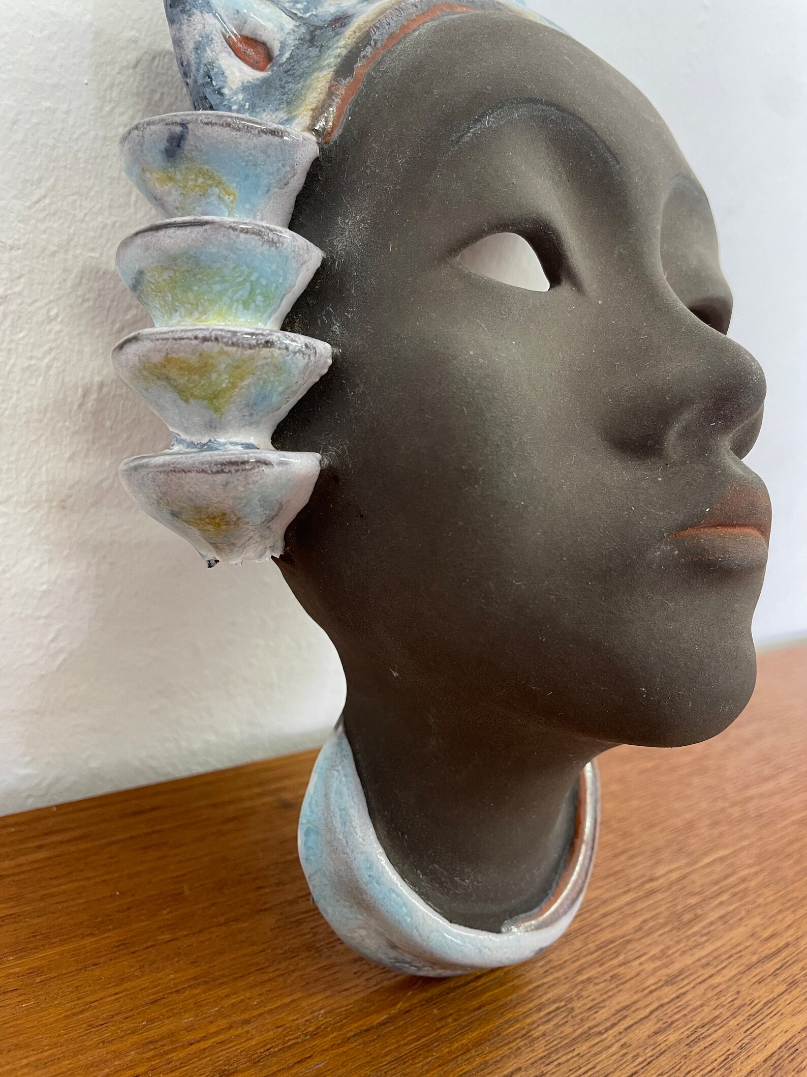 Karlsruhe Majolica Mask / Woman's Head Wall Mask Bali 3982 Mid Century ...