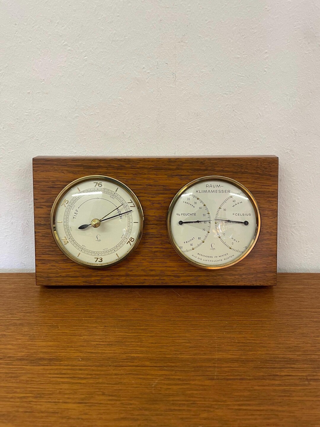 Lufft Weather Station / Barometer / Thermometer Made of Wood 60s Mid ...