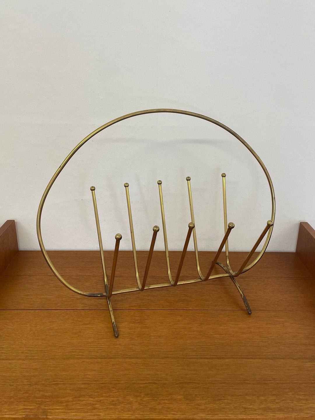Mid Century Magazine Rack / Newspaper Rack / Record Rack Made of Brass ...