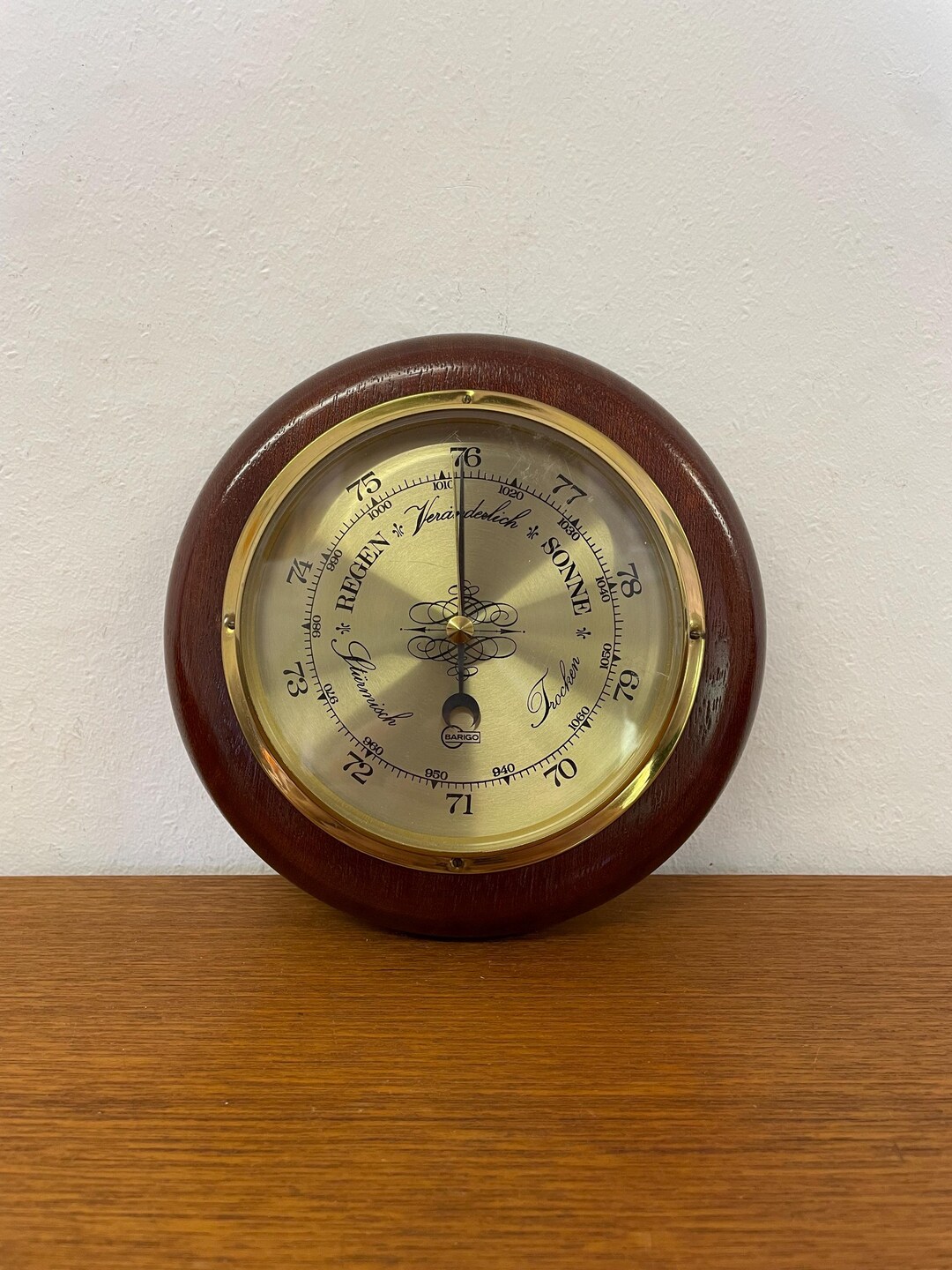 Barigo Weather Station Made of Wood With Gold 60s Mid Century Vintage ...