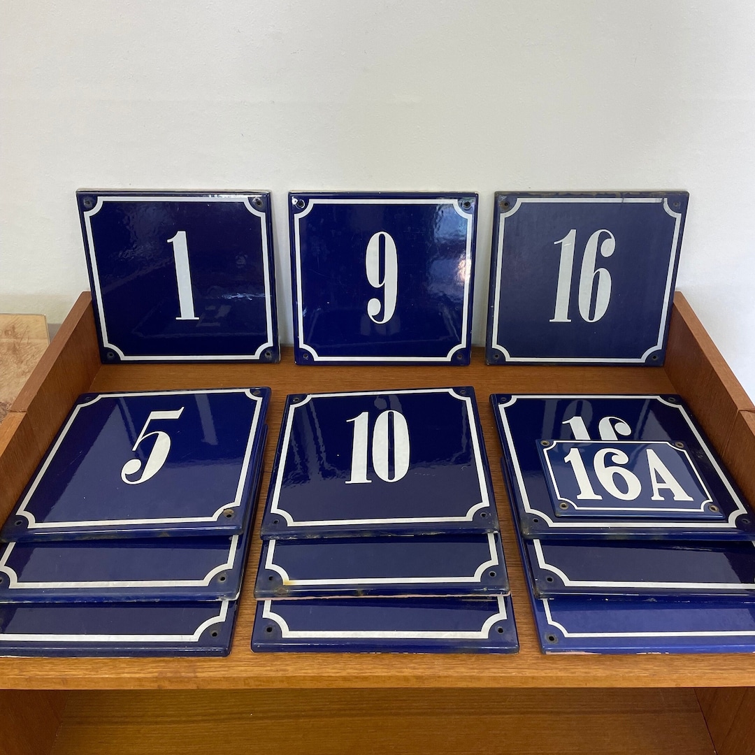 Vintage House Numbers / Number Plates Made of Enamel for the House Wall ...
