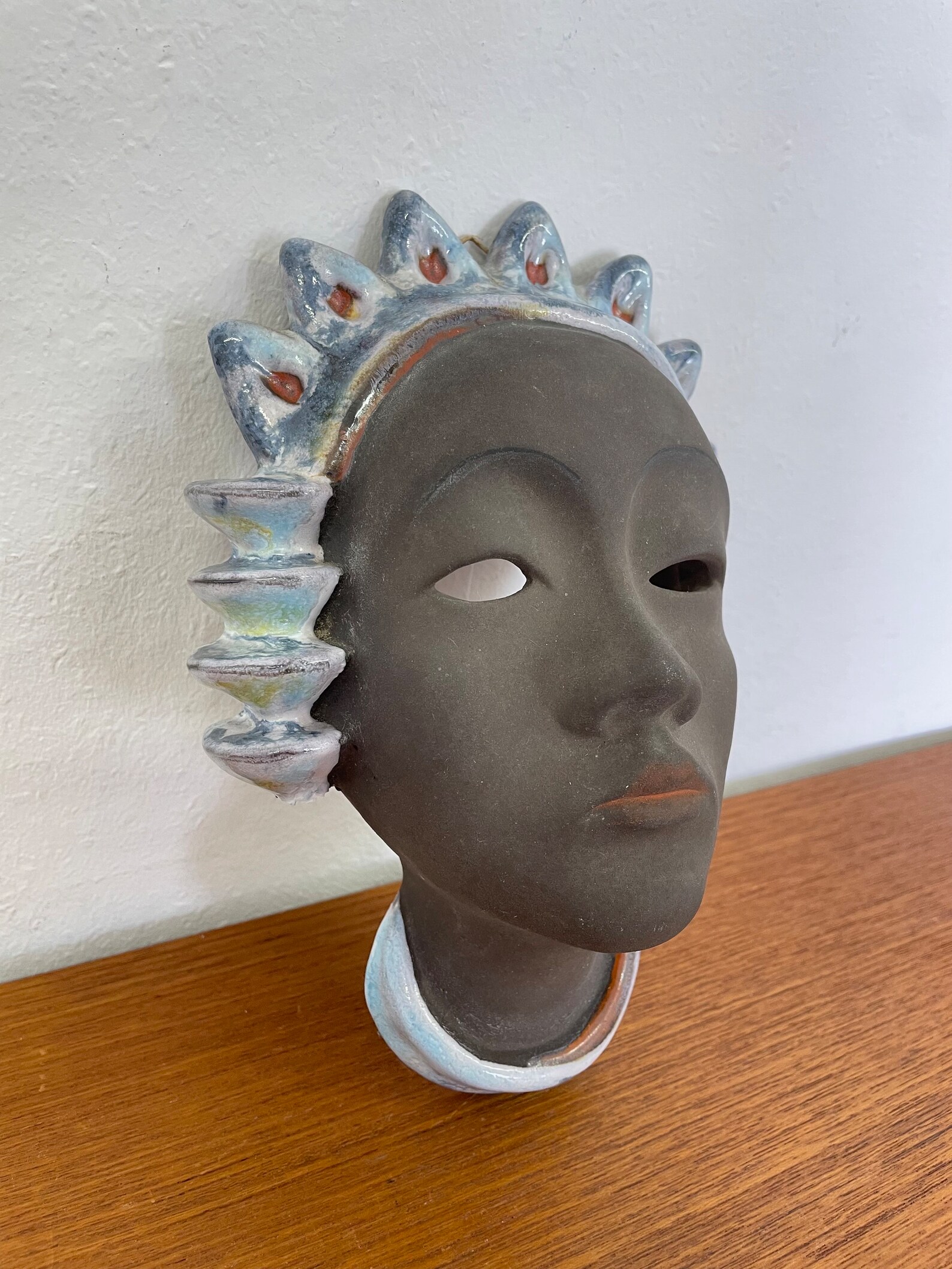 Karlsruhe Majolica Mask / Woman's Head Wall Mask Bali 3982 Mid Century ...