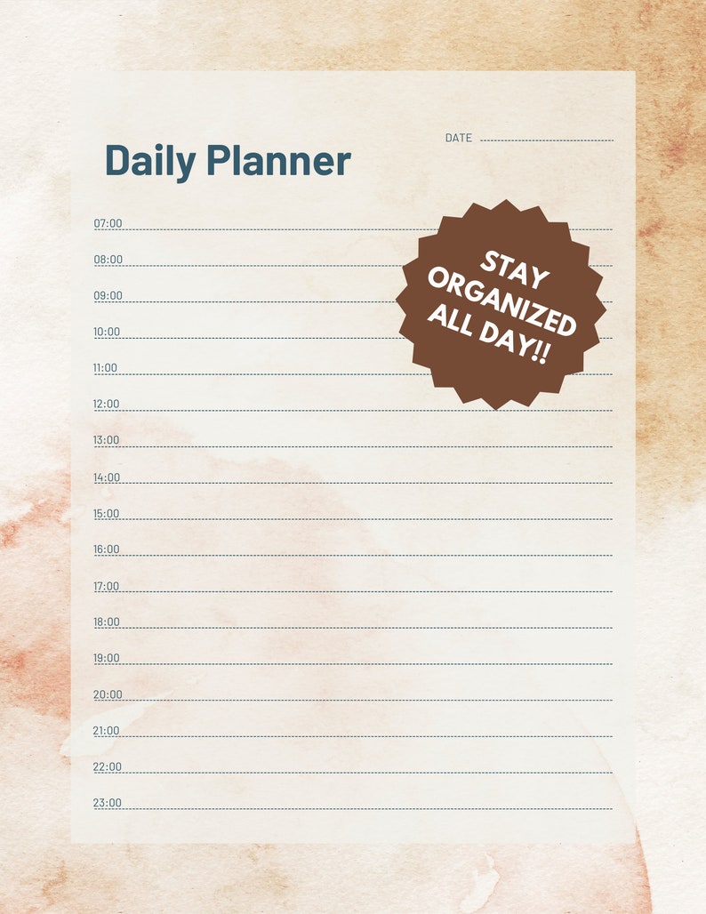 Daily Planner Worksheet Digital Download Simple - Etsy
