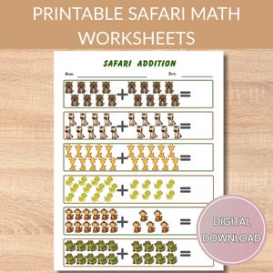 Printable Safari Math Worksheets (instant Download) | Learning Activity ...