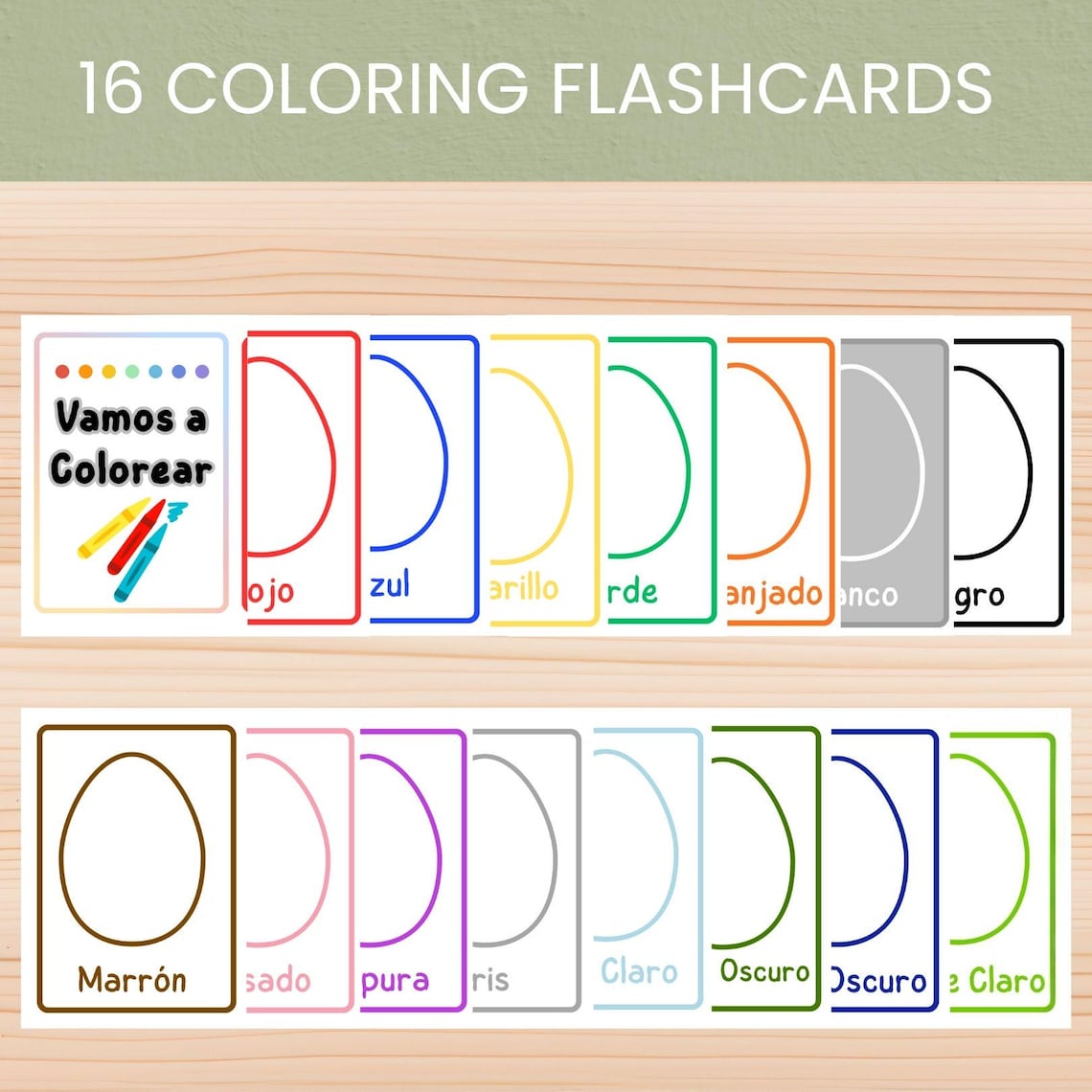 Spanish Color Flashcards for Kids | Printable Learning Cards (digital ...