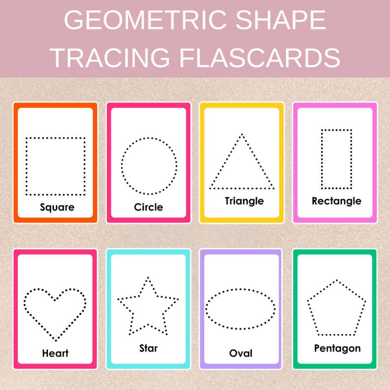 Geometric Shapes Flashcards for Kids: Learn & Trace (digital Download ...