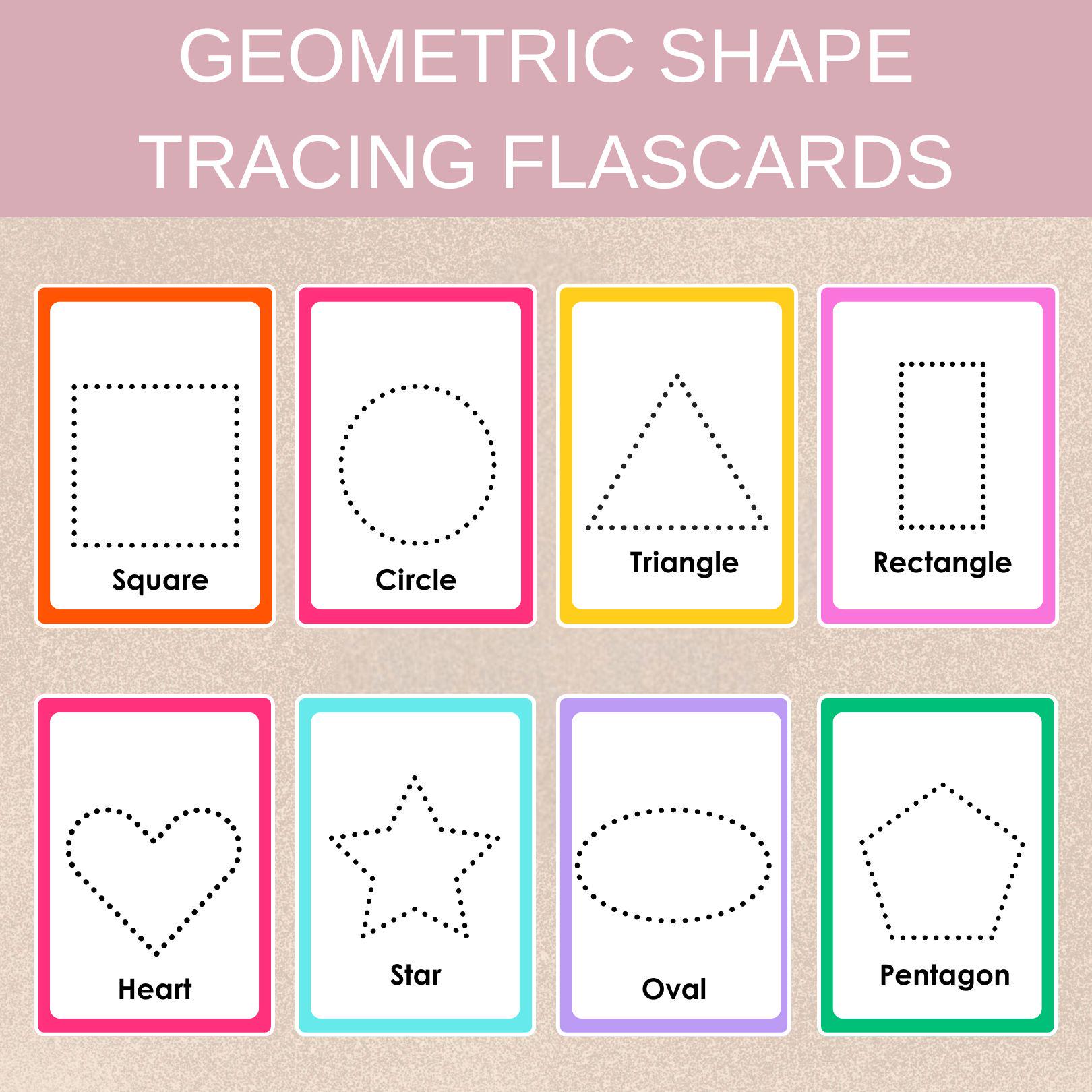Geometric Shapes Flashcards for Kids | Learn & Trace Printable ...