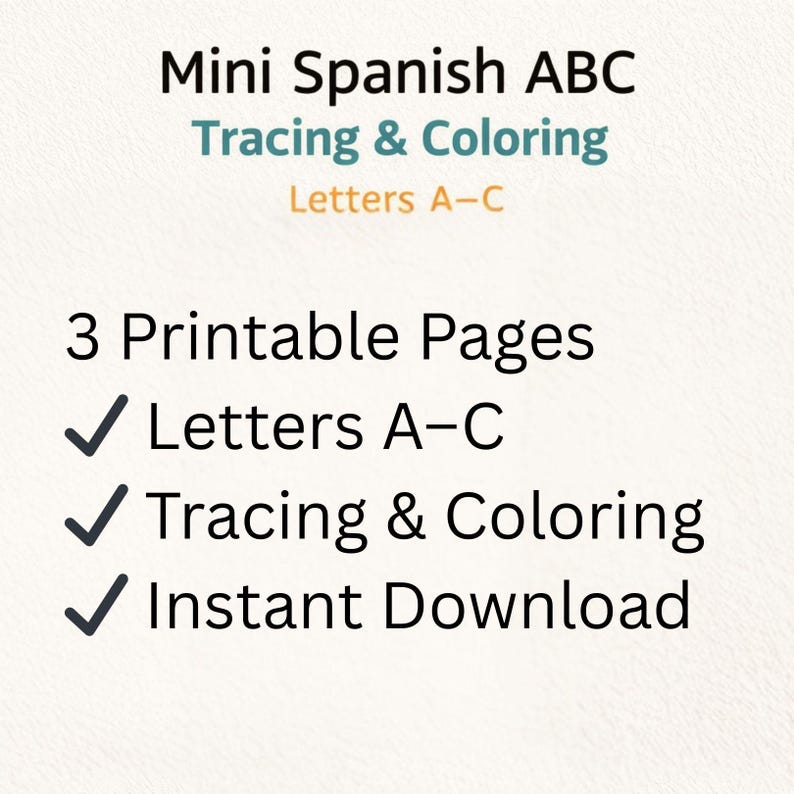 Mini Spanish ABC Tracing & Coloring Pages | Letters A–C | Alphabet ...