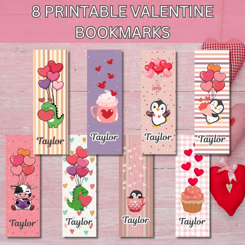 Editable Valentine’s Day Bookmarks | 8 Colorful Illustrated Printable ...
