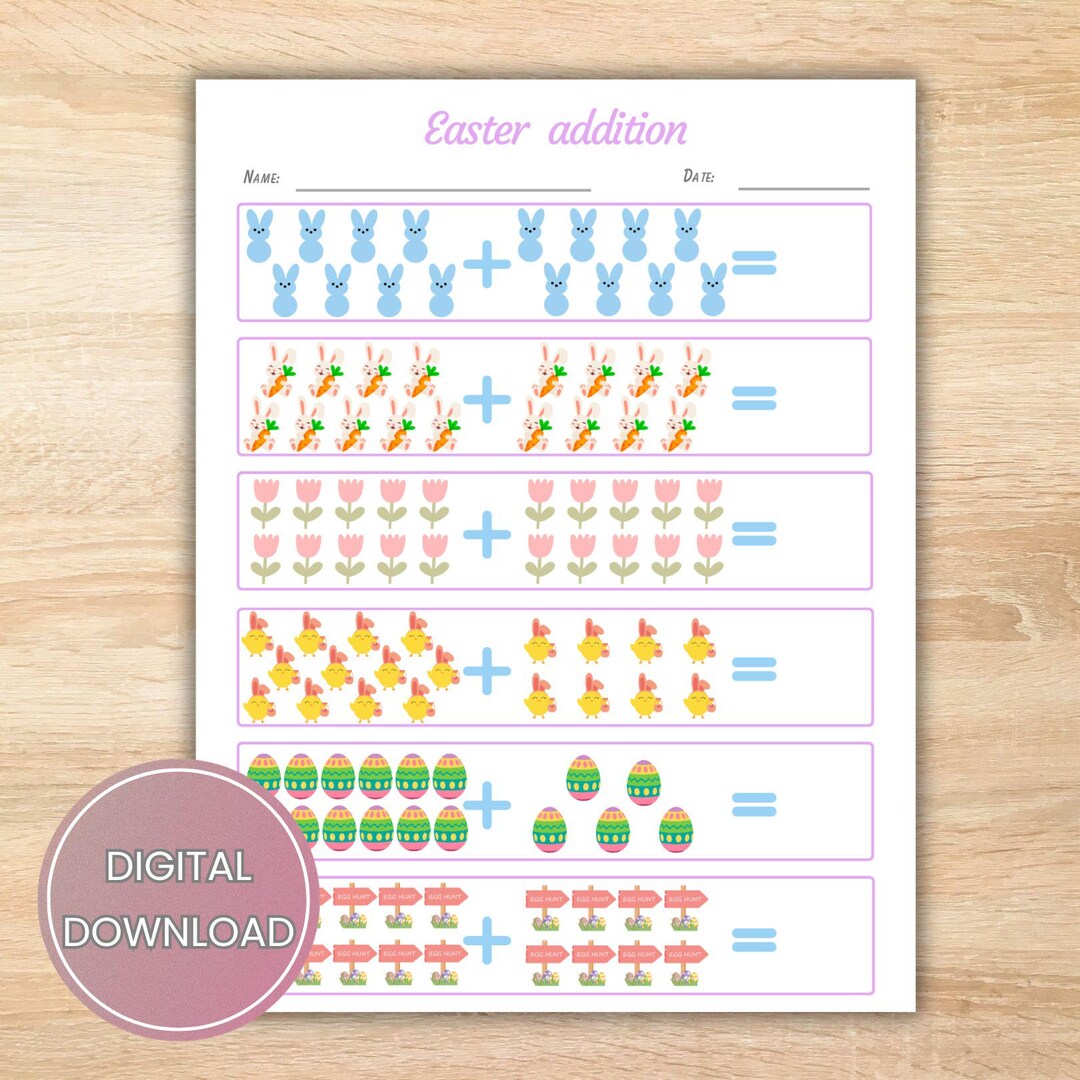 Easter Math Worksheets for Kids, Preschool Spring Count and Color Pages ...