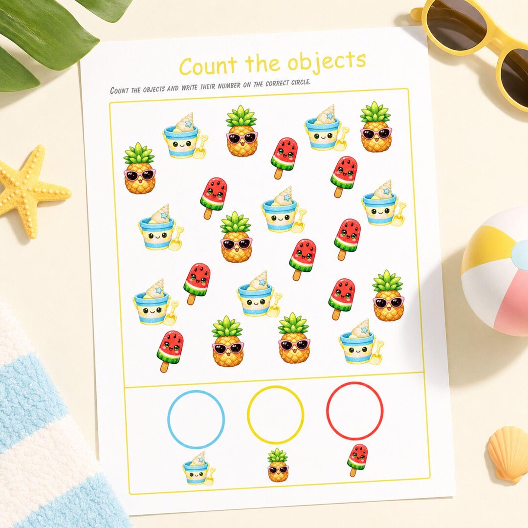 Preschool Summer Math Worksheets | Printable Summer Math Activity Pages ...