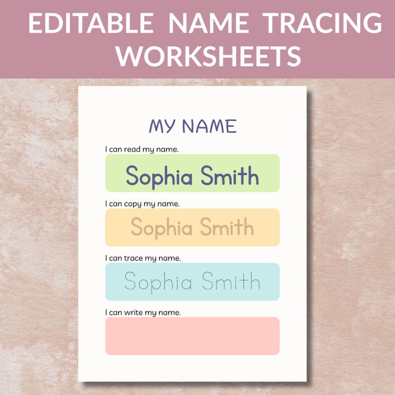 Editable Name Tracing Pages | Worksheet Handwriting Practice (instant ...