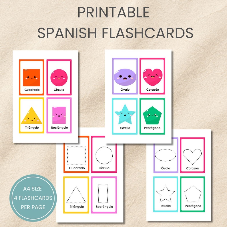 Spanish Geometric Shapes Flashcards | Learn & Trace Cards | Figuras ...