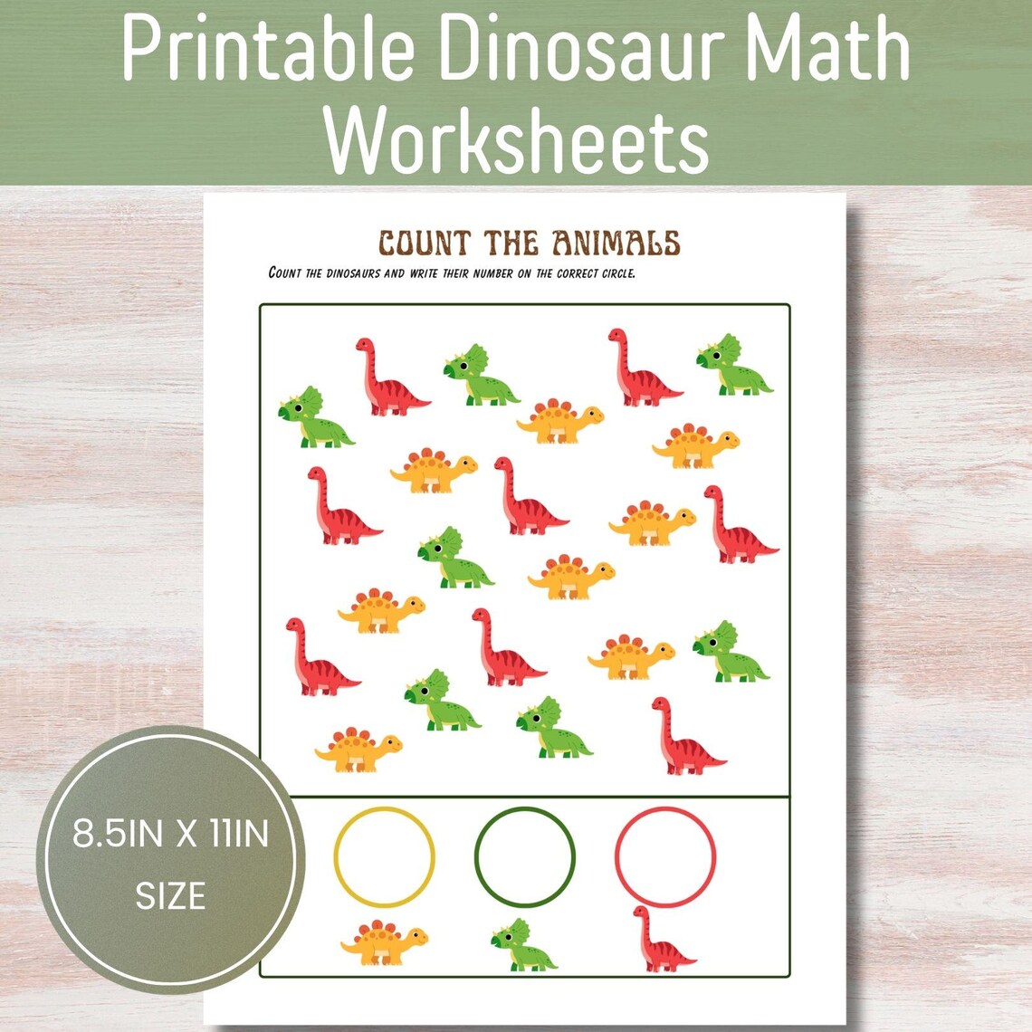 Dinosaur Math Worksheets for Preschool (ages 3–5) | Counting & Number ...
