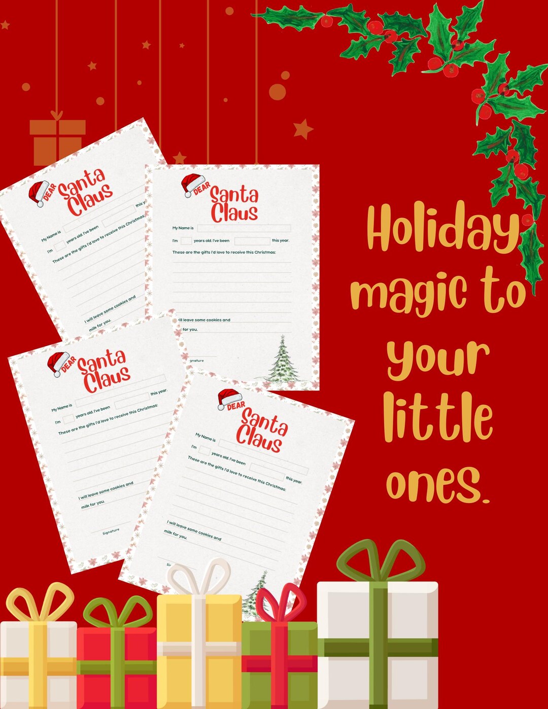 Letter to Santa Claus Printable, Mail to Santa,christmas Wish List ...
