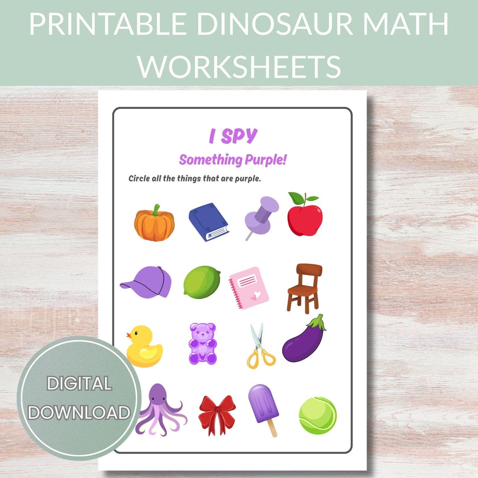 Printable I Spy Colors Worksheets | Learning Colors for Kids (instant ...