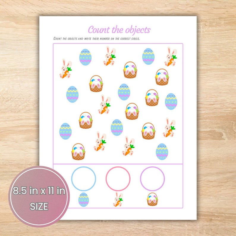 Easter Math Worksheets for Kids, Preschool Spring Count and Color Pages ...