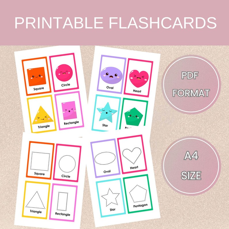 Geometric Shapes Flashcards for Kids: Learn & Trace (digital Download ...