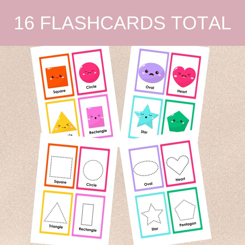 Geometric Shapes Flashcards for Kids: Learn & Trace (digital Download ...