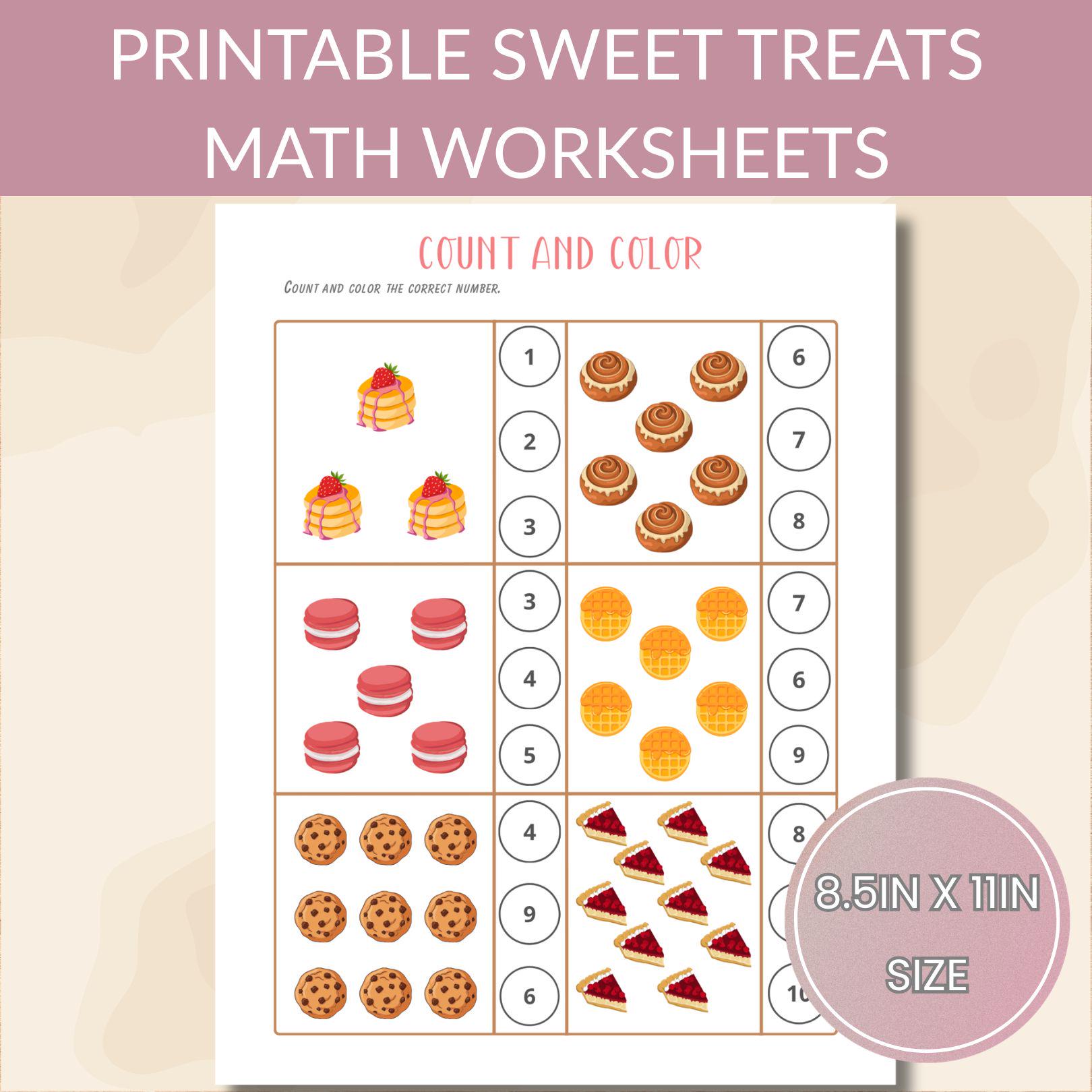 Printable Sweet Treats Addition Math Worksheets (instant Download ...
