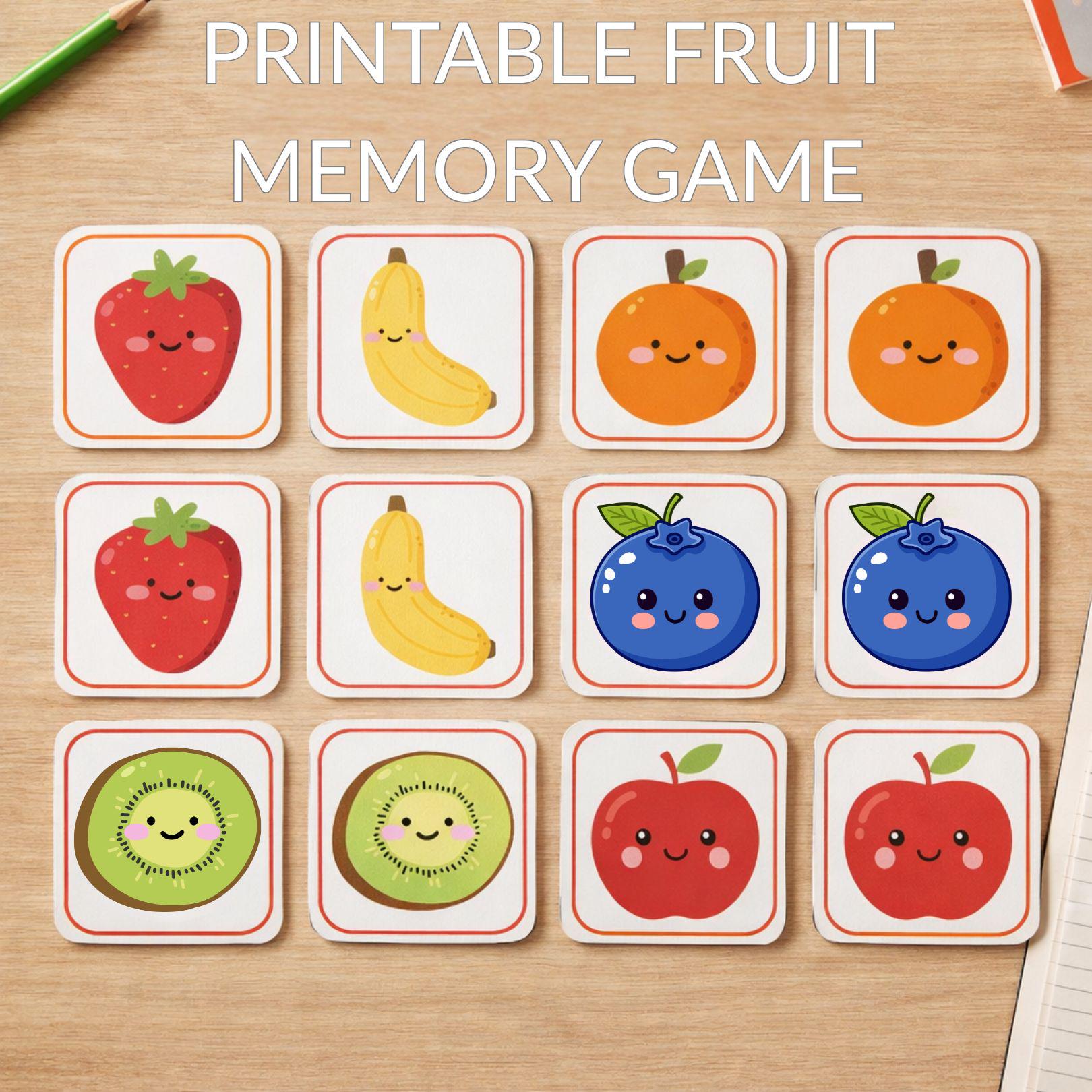 Fruit Memory Matching Game for Kids | Printable Card Game (instant ...