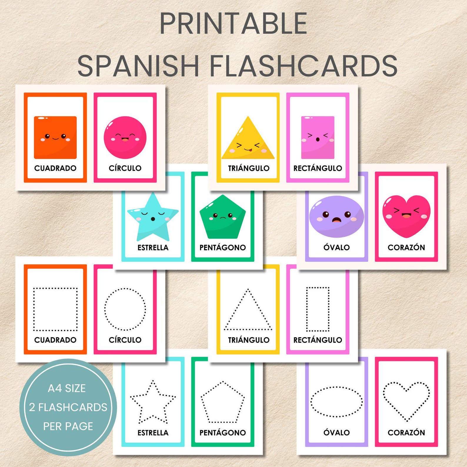 Spanish Geometric Shapes Flashcards | Learn & Trace Cards | Figuras ...