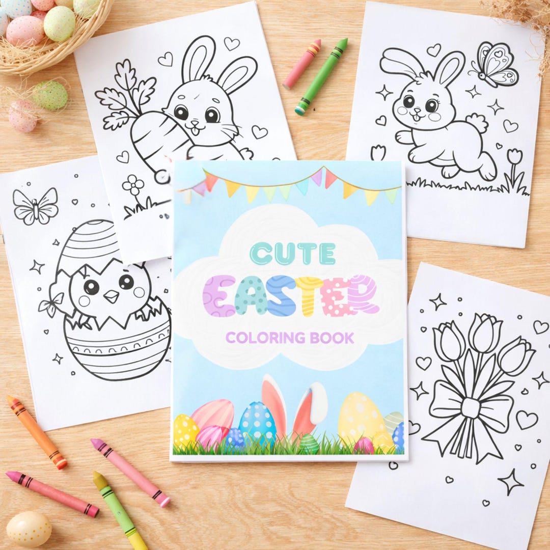 Easter Coloring Book for Kids, Printable Activity Pages (instant ...