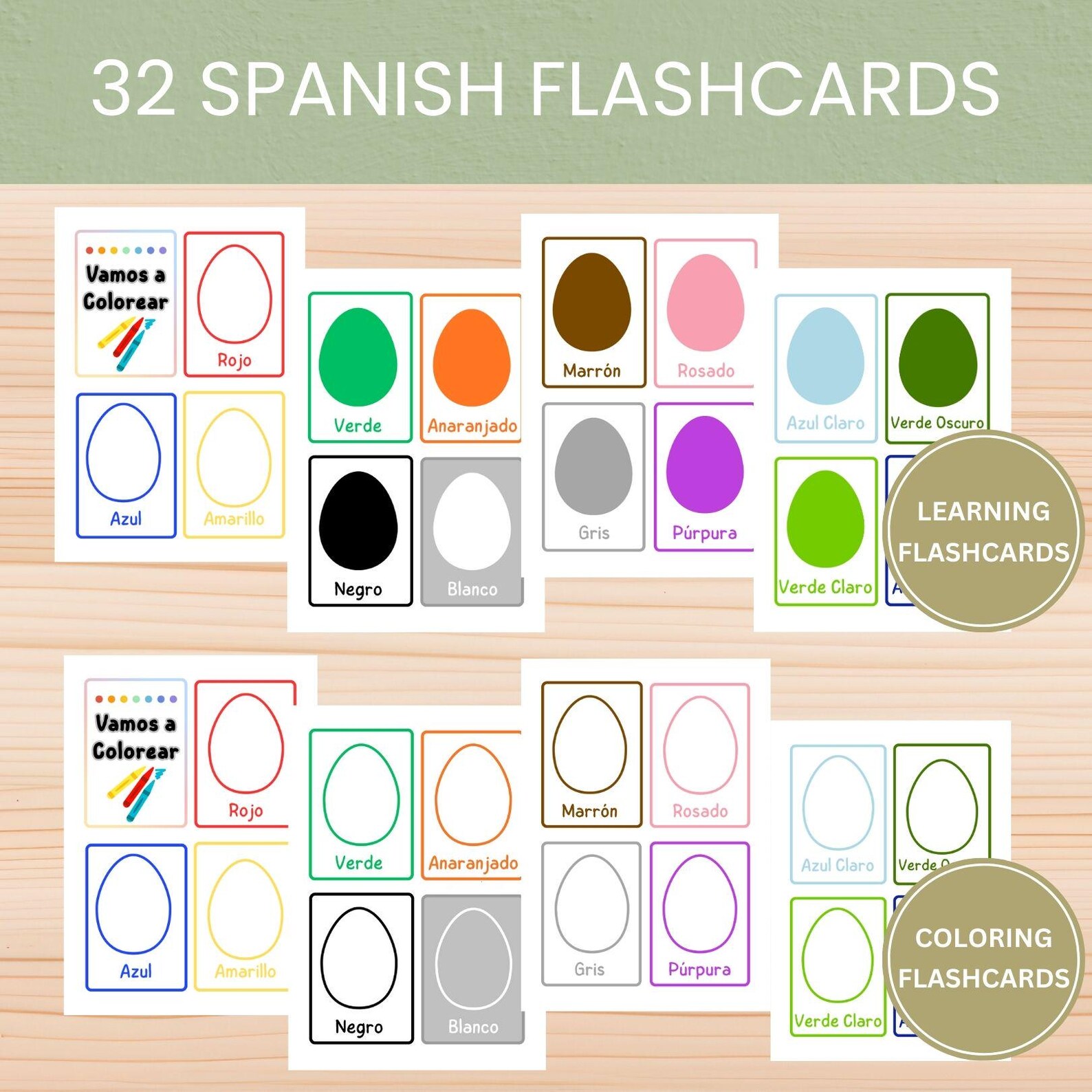 Spanish Color Flashcards for Kids | Printable Learning Cards (digital ...