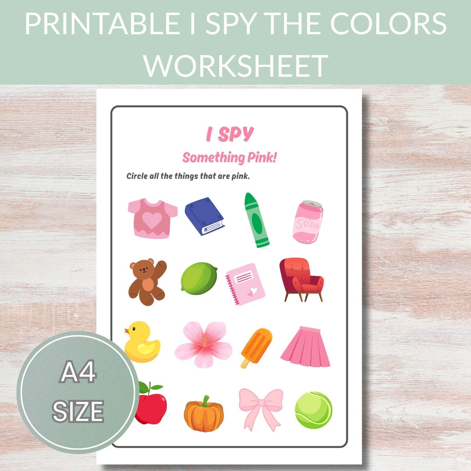 Printable I Spy Colors Worksheets | Learning Colors for Kids (instant ...